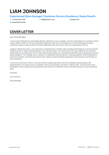 8 Professional Store Manager Cover Letter Examples and Template for ...