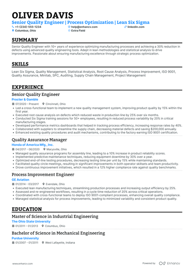 21 Quality Engineer Resume Examples & Guide for 2025