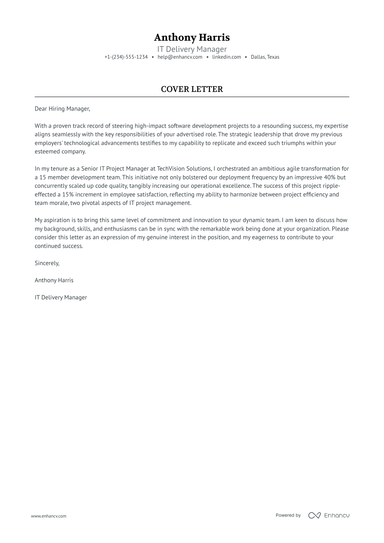 16 Professional IT Manager Cover Letter Examples and Template for 2024 ...