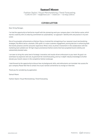 6 Professional Fashion Designer Cover Letter Examples and Template for ...