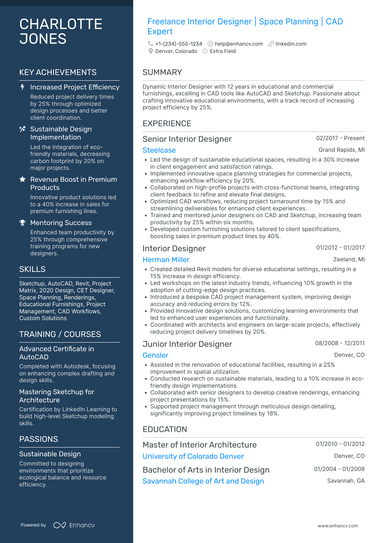 25 Interior Designer Resume Examples & Guide for 2025