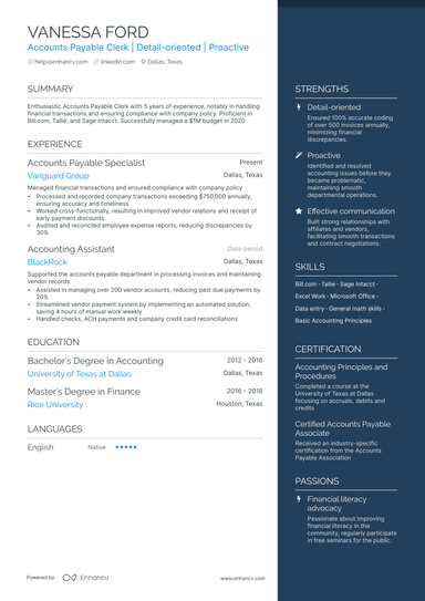 21 Accounts Payable Resume Examples & Guide for 2025