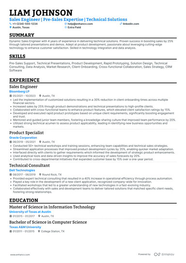 20 Sales Engineer Resume Examples & Guide for 2025