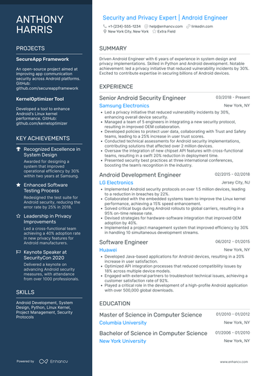 21 Android Developer Resume Examples & Guide for 2025