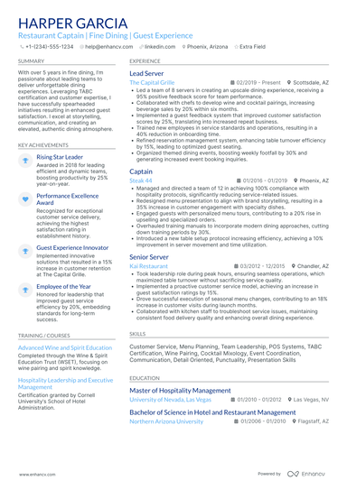 17 Fine Dining Server Resume Examples - March 2025