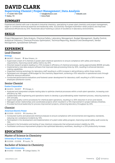 22 Chemist Resume Examples That Got Jobs for 2025