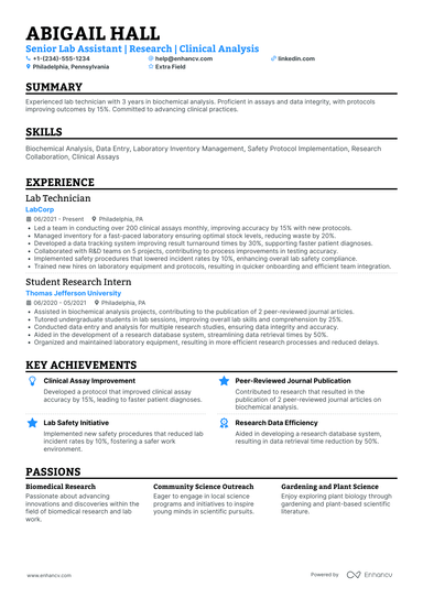 20 Lab Assistant Resume Examples & Guide for 2025