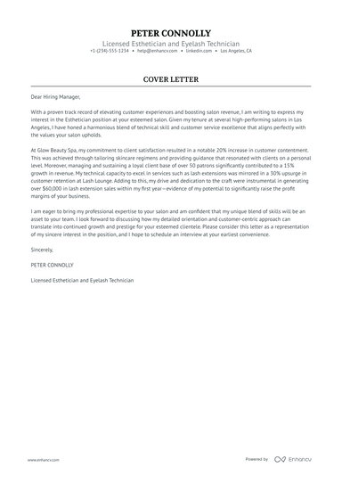12 Professional Esthetician Cover Letter Examples and Template for 2024 ...