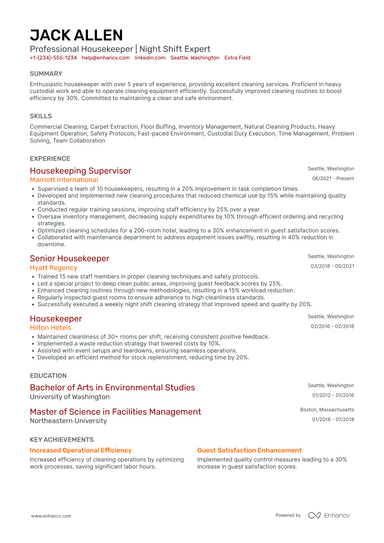 27 Housekeeper Resume Examples & Guide for 2025