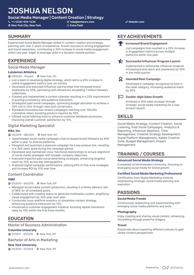 11 Social Media Influencer Resume Examples & Guide for 2025