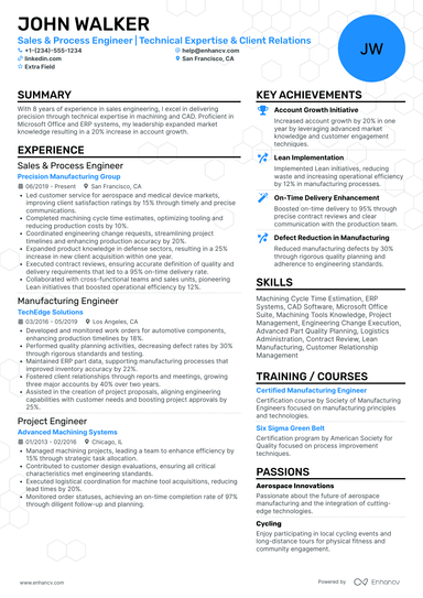 20 Sales Engineer Resume Examples & Guide for 2025