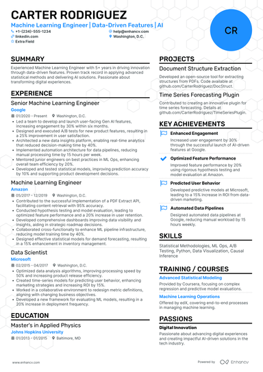 17 Machine Learning Resume Examples & Guide for 2025