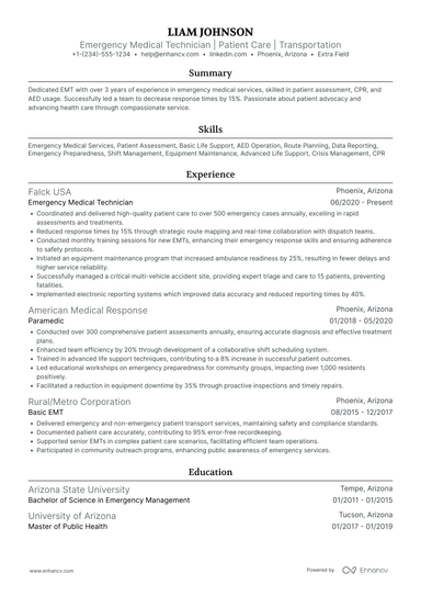 23 Emergency Medical Technician (EMT) Resume Examples & Guide for 2025
