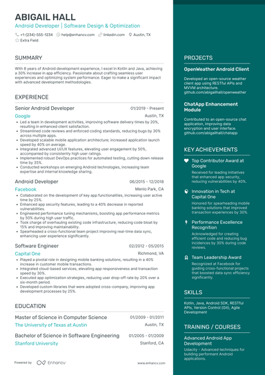 21 Android Developer Resume Examples & Guide for 2025