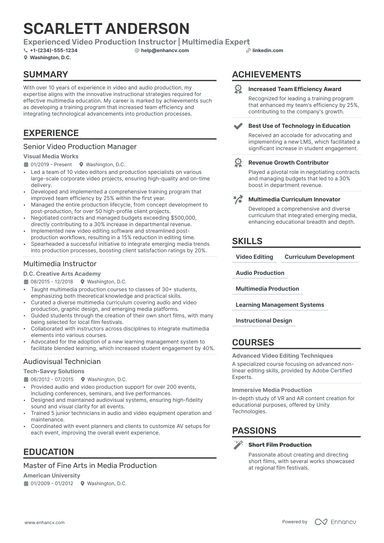 8 Filmmaker Resume Examples & Guide for 2024
