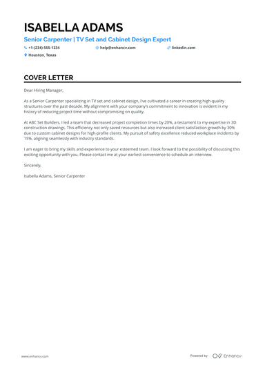 5 Professional Carpenter Cover Letter Examples and Template for 2025 ...
