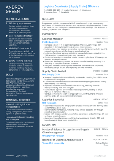 17 Logistics Coordinator Resume Examples & Guide for 2025