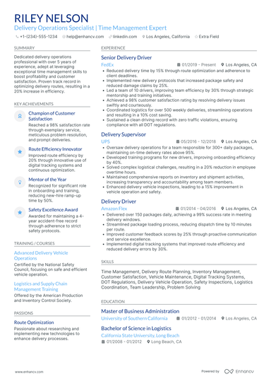 24 Delivery Driver Resume Examples & Guide for 2025