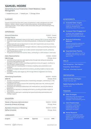 30 Advertising Resume Examples & Guide for 2025