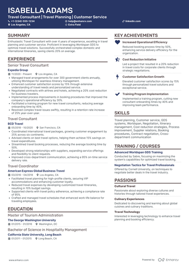 21 Travel Consultant Resume Examples & Guide for 2025