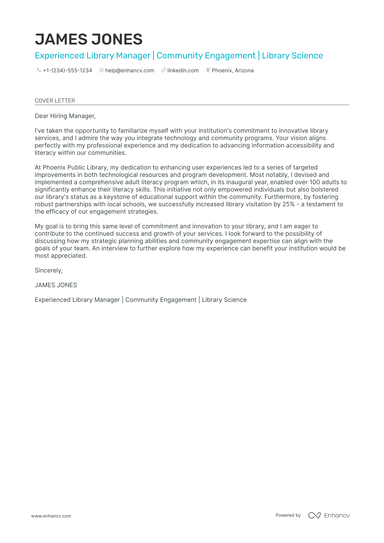 5 Professional Librarian Cover Letter Examples and Template for 2025 ...