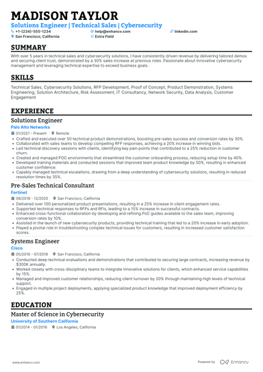 20 Sales Engineer Resume Examples & Guide for 2025
