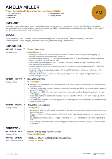 21 Travel Consultant Resume Examples & Guide for 2025