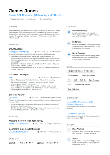 11 SQL Developer Resume Examples & Guide for 2024