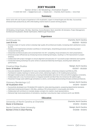16 3D Artist Resume Examples, Templates & Guide for 2025