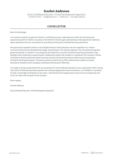 7 Professional Day Care Teacher Cover Letter Examples and Template for ...