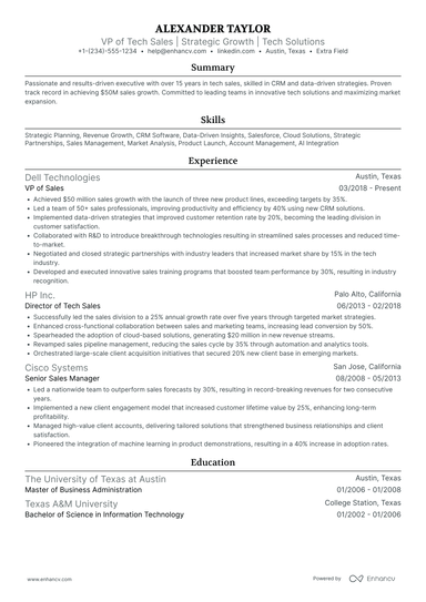 17 Tech Sales Resume Examples & Guide for 2025