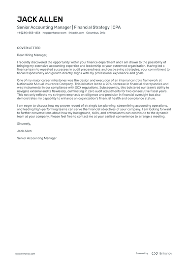 13 Professional Finance Manager Cover Letter Examples and Template for ...