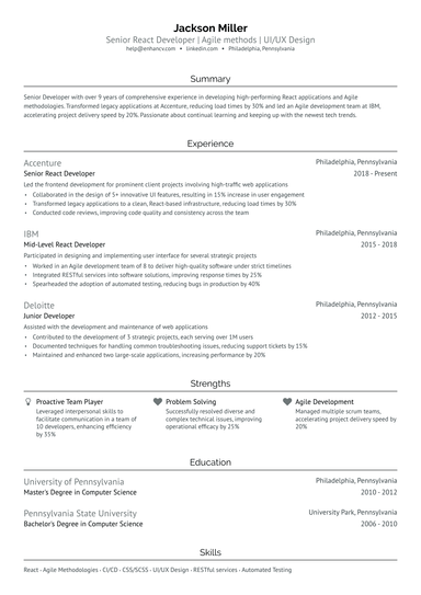 8 React Developer Resume Examples & Guide for 2024