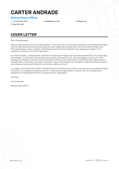 10 Professional Police Officer Cover Letter Examples and Template for ...