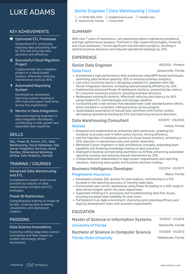 18 Azure Data Engineer Resume Examples With 10/10 Score In 2025