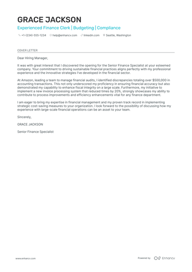 5 Professional Finance Cover Letter Examples and Template for 2024 ...