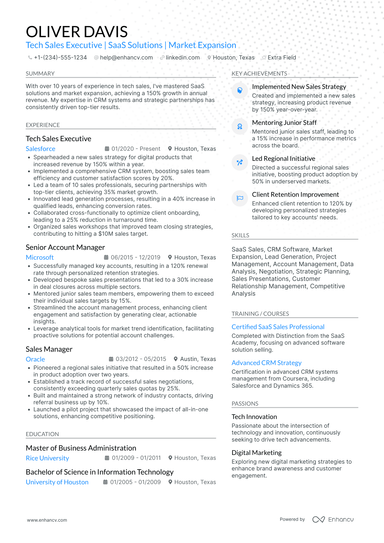 17 Tech Sales Resume Examples & Guide for 2025