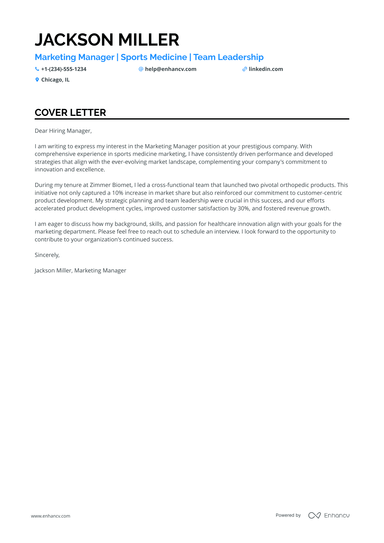 5 Professional Sports Cover Letter Examples and Template for 2025 | Enhancv