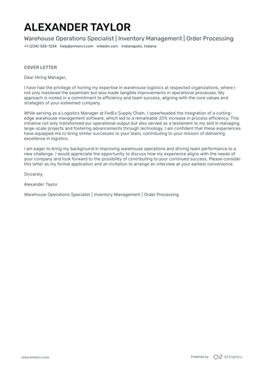 10 Professional Warehouse Worker Cover Letter Examples and Template for ...