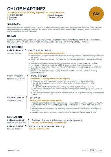 17 Bus Driver Resume Examples & Guide for 2025