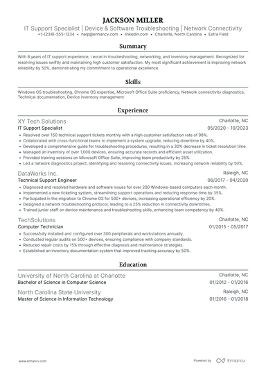 18 Computer Technician Resume Examples & Guide for 2025