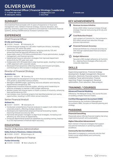 7 Chief Financial Officer Resume Examples & Guide for 2025