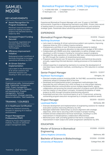 19 Biomedical Engineer Resume Examples & Guide for 2025