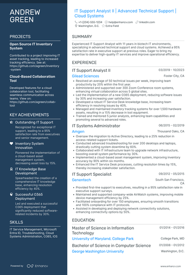 25 IT Support Resume Examples & Guide for 2025