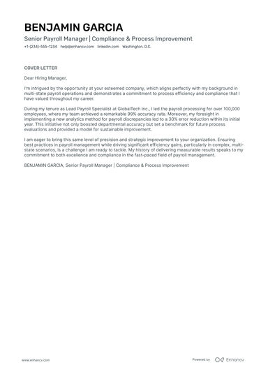 5 Professional Payroll Cover Letter Examples and Template for 2025 ...