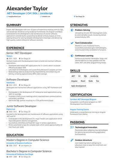 16 Net Developer Resume Examples, Templates & Guide for 2025