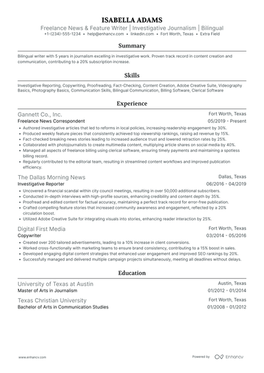 18 Freelance Writer Resume Examples & Guide for 2025