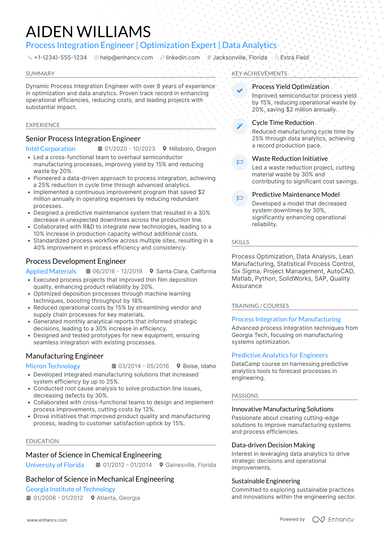 21 Process Engineer Resume Examples & Guide for 2025
