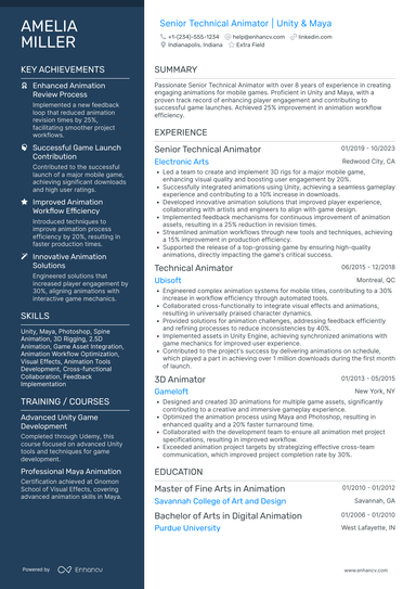10 Animator Resume Examples & Guide for 2025