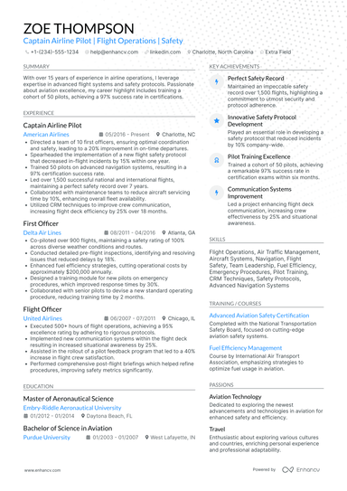 20 Pilot Resume Examples & Guide for 2025